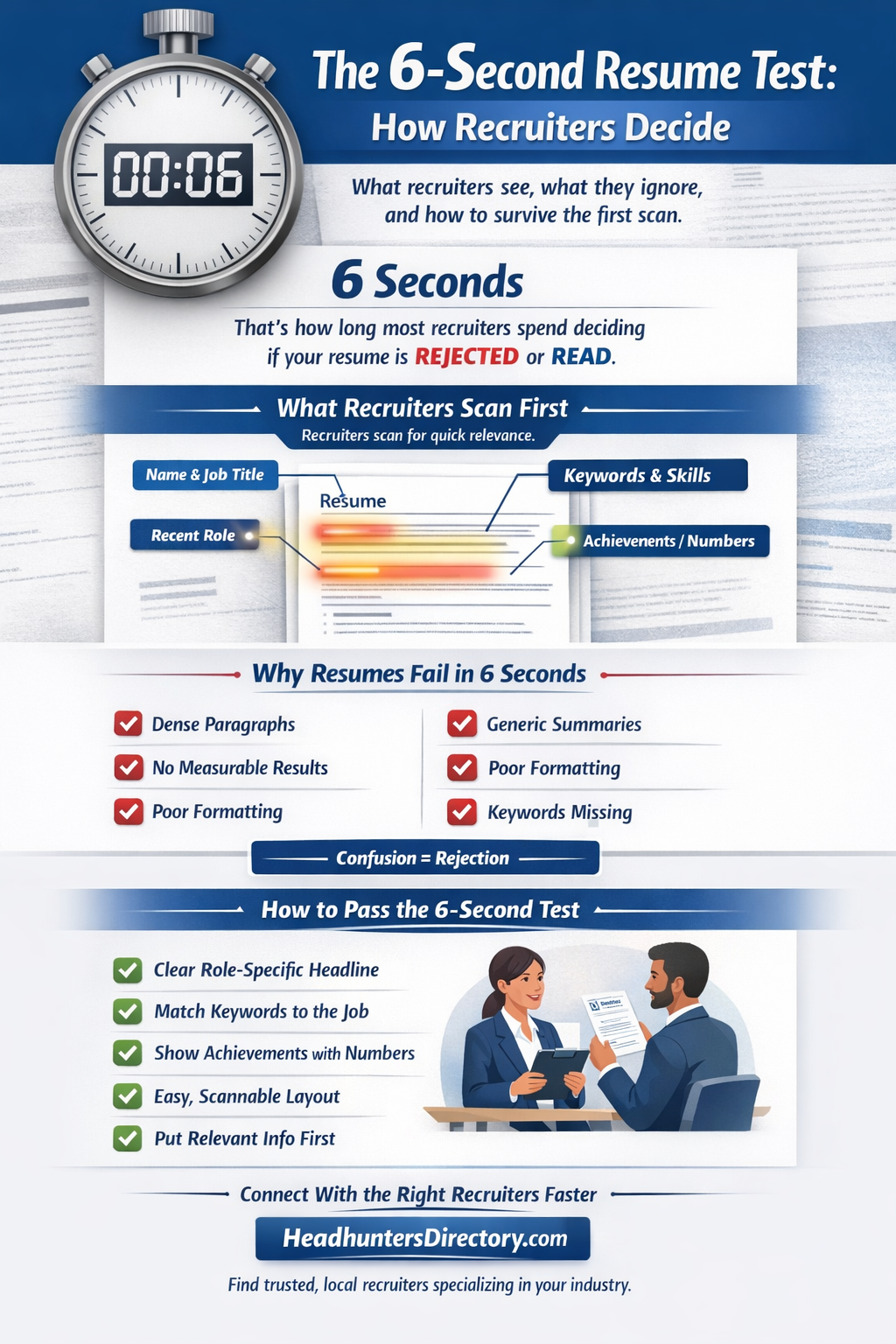 6 Seconds - How Recruiters Decide to Reject or Read Your Resume